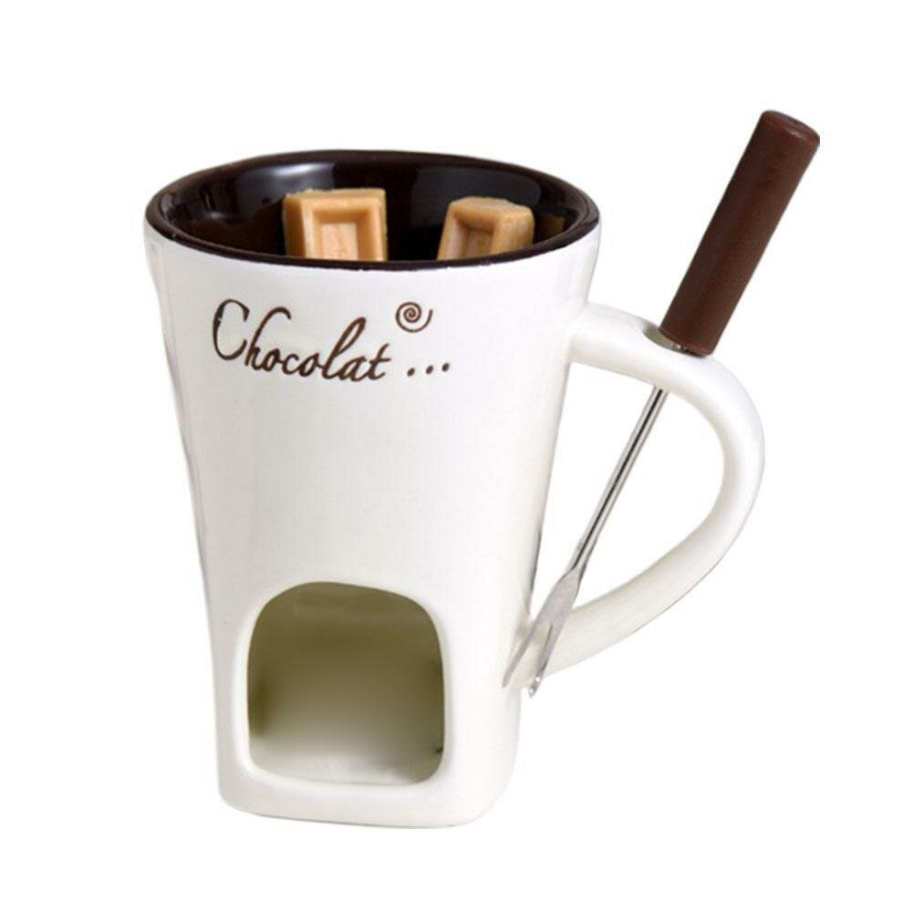 Творческий набор для фондю с вилками, подогрев от свечи, десертная жаровня