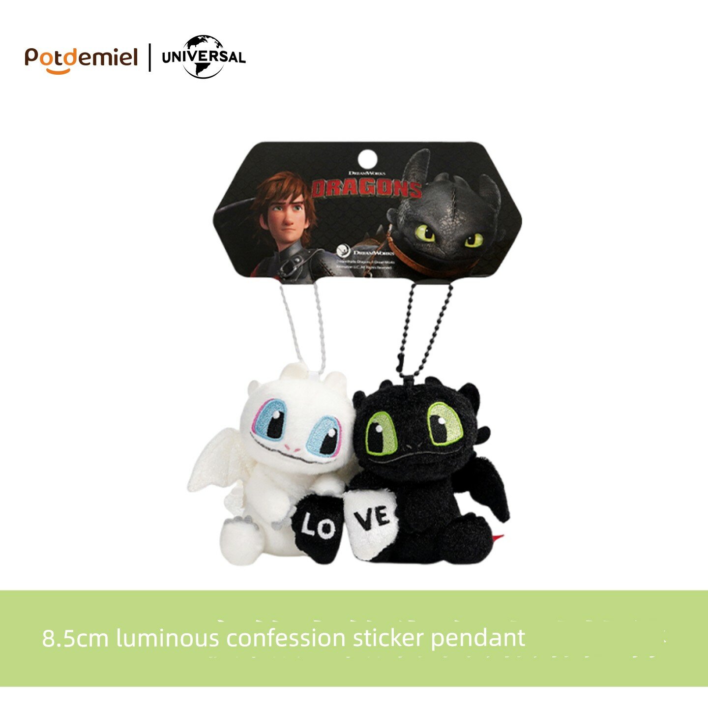 Официальный плюшевый брелок «Как приручить дракона»: Беззубик и Ночной Фури — кукла-подвеска для рюкзака, подарок для