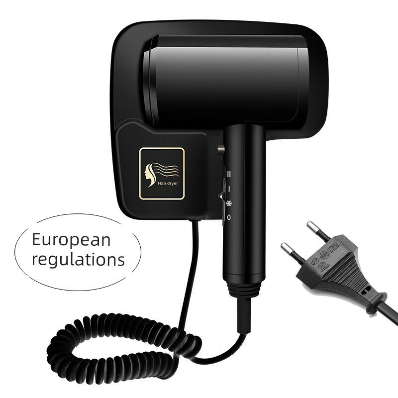 Фен для гостиниц, настенный фен Atour с высокой мощностью, 110 В, без сверления 8810A Черный Европейский