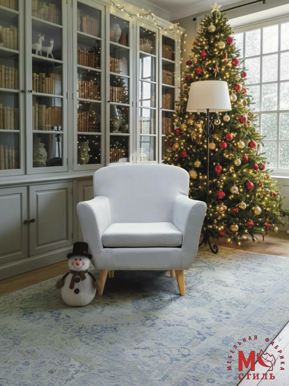 Кресло М-Стиль Орион, нераскладное, велюр, на ножках, цвет серый