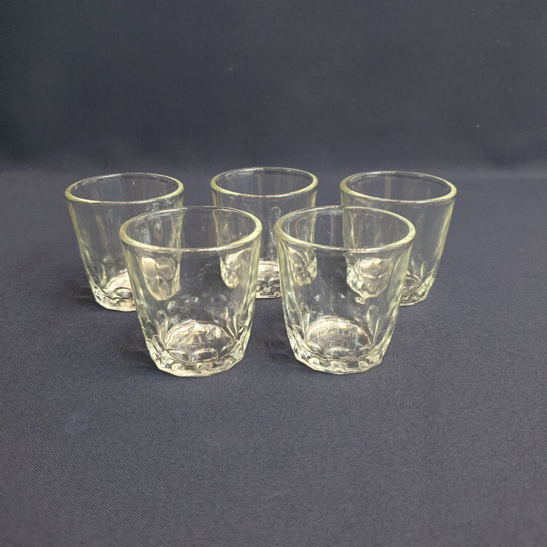 Набор из 5 стопок, стекло 75 мл высота 6 см, винтаж СССР