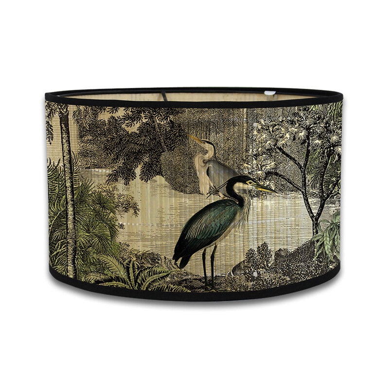 Абажур с скандинавским зеленым растительным узором, Элегантный бамбуковый абажур