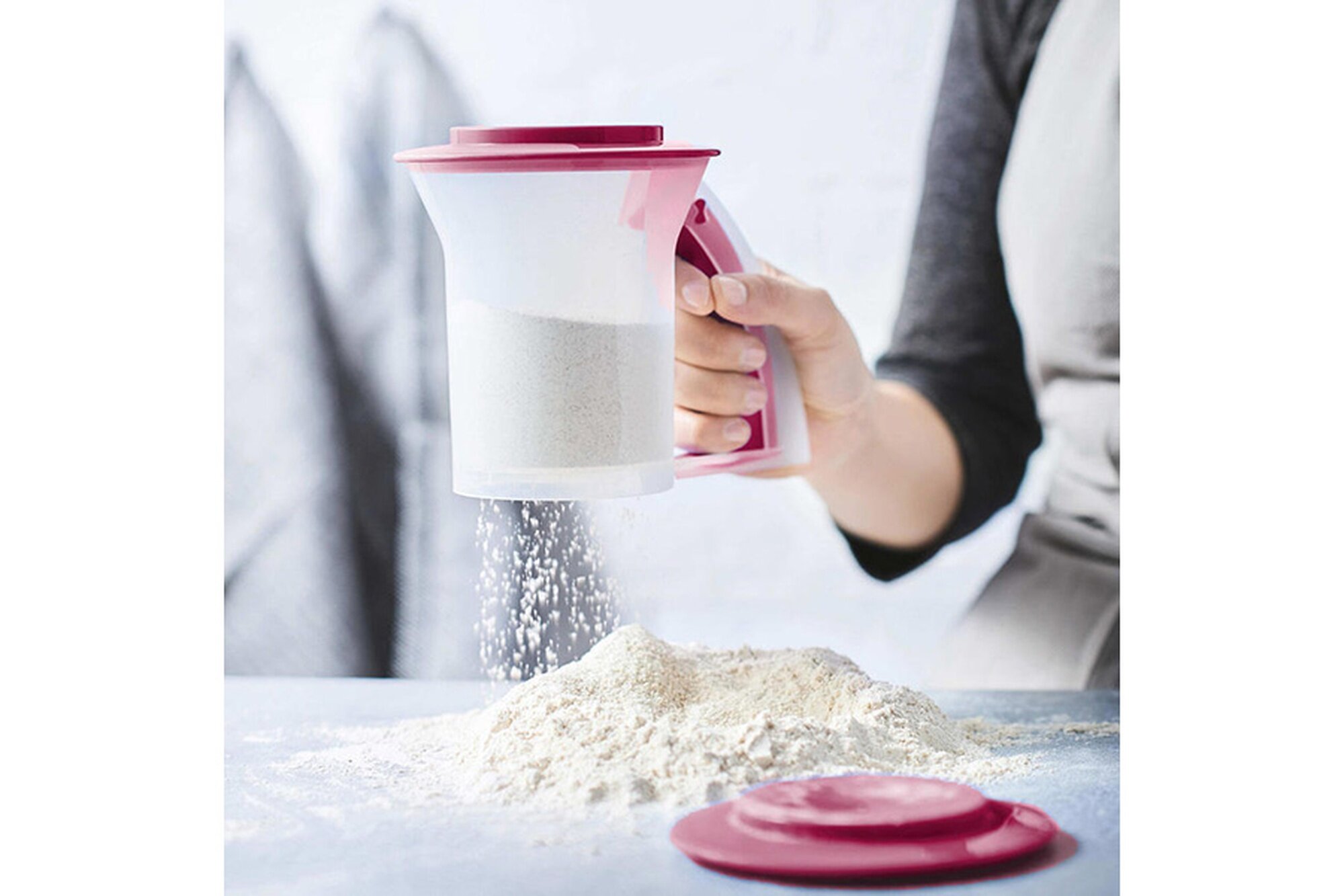 Сито Tupperware, для муки, с крышкой, пластик, цвет бордовый, 250 мл