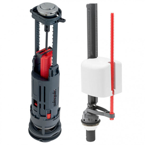 Арматура для бачка WIRQUIN два режима слива, нижний подвод, пластиковый штуцер 1/2"