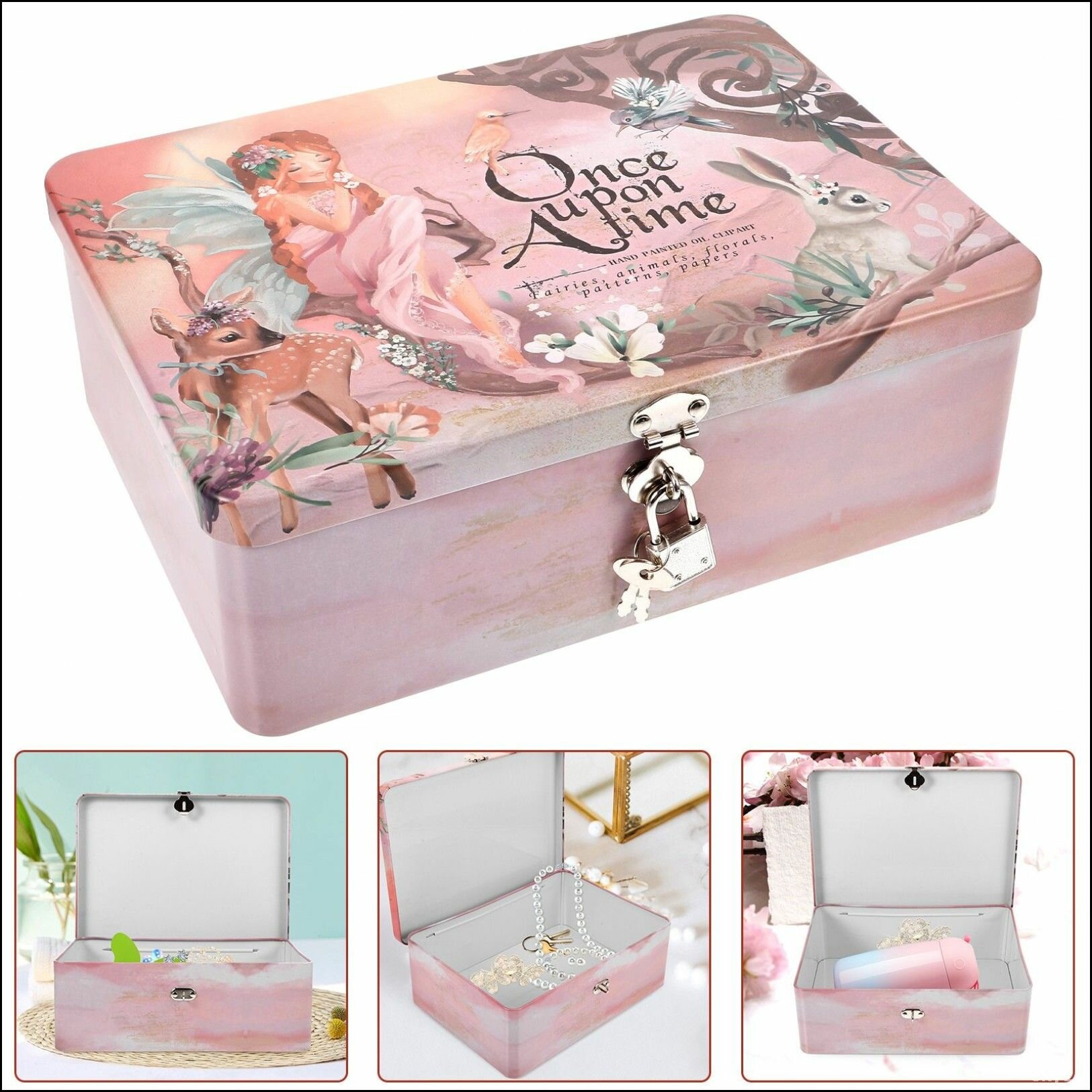 Эксклюзивный ретро комплект с замком для хранения в жестяной шкатулке, включая ключи