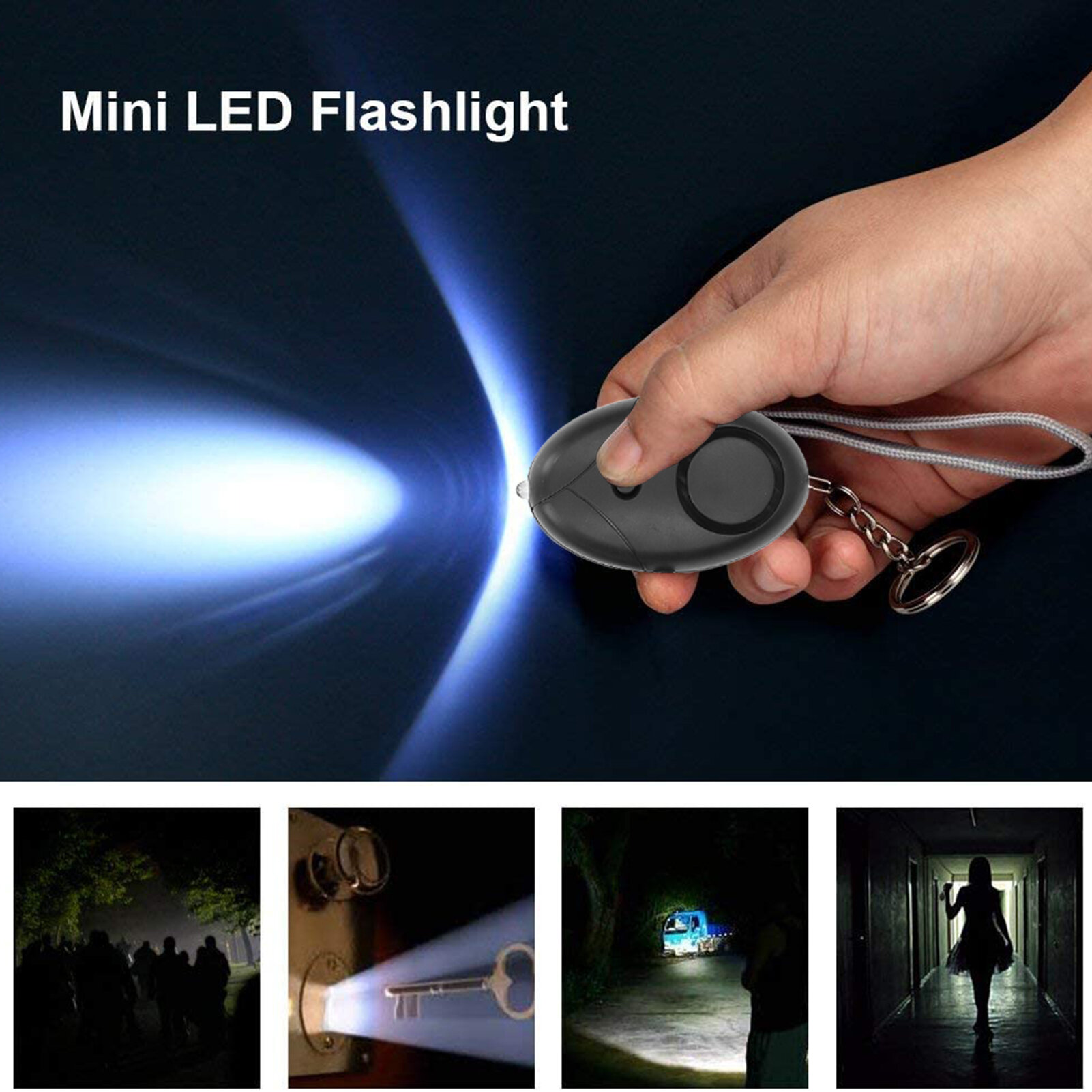 Аварийная сигнализация 130 дБ, очень громкое электронное устройство самообороны безопасности с цепочкой для ключей для пеших прогулок, кемпинга