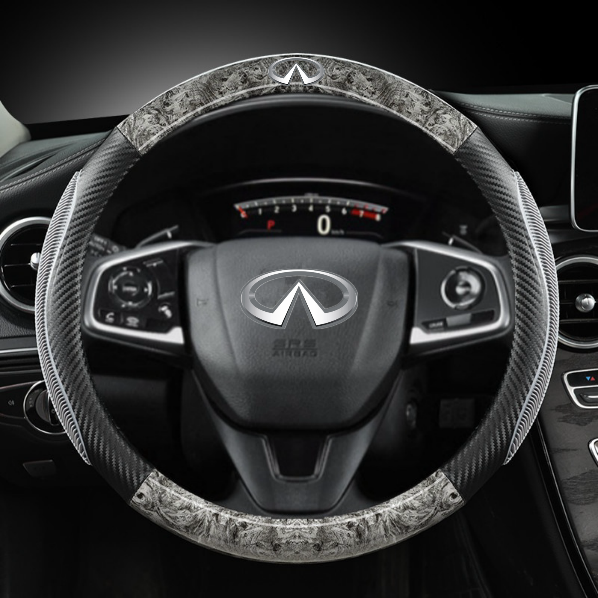 Чехол на руль автомобиля подходит для чехла на руль Infiniti диаметром 37-38 см, серый