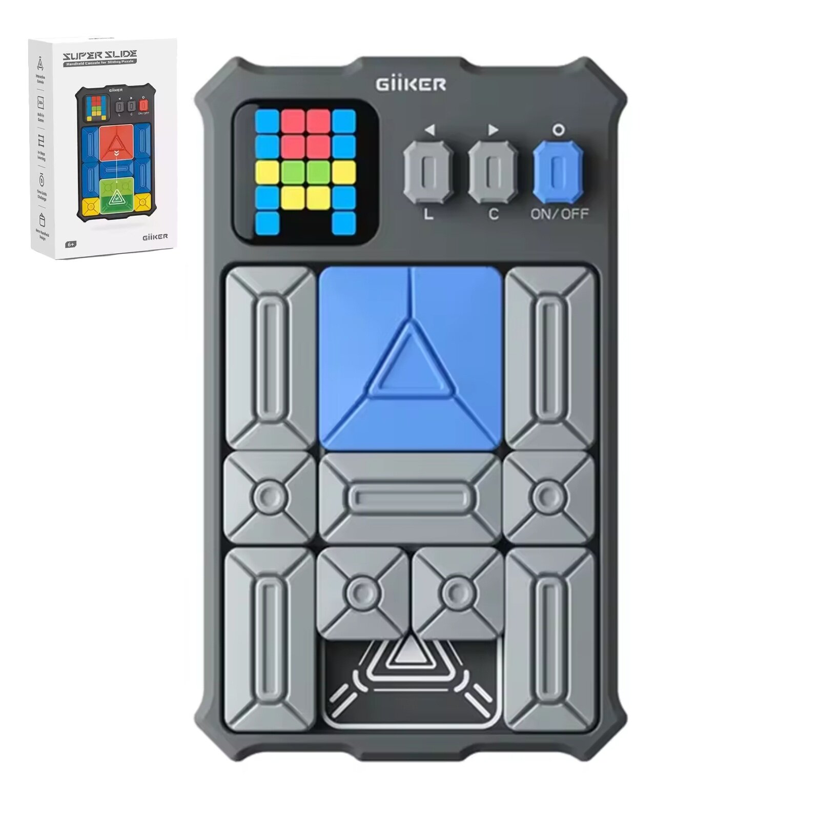 GiiKER Super Slide Puzzle Games, Игра для мозга с 500+ оригинальными задачами, Игрушки для детей подростков, Игры для путешествий Подарки на день рождения Пасхальные подарки для мальчиков девочек, Активности для автопутешествий, Размеры товара 6.89 x