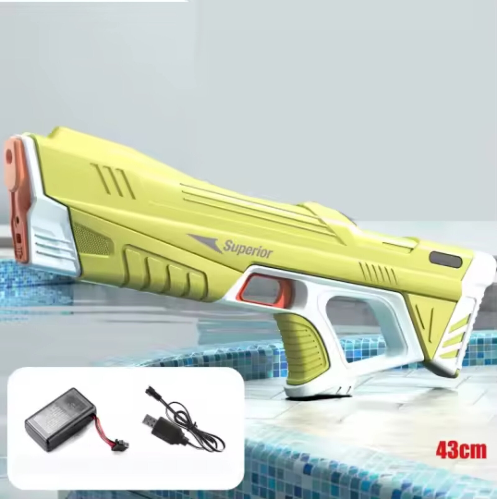 Электрический пневматический водяной пистолет зеленый синий дальность 10-12M электрический пневматический автоматическое впитывание воды большой объем встроенный магазин с дренажным отверстием серый акриловый материал наблюдательное окно удобное
