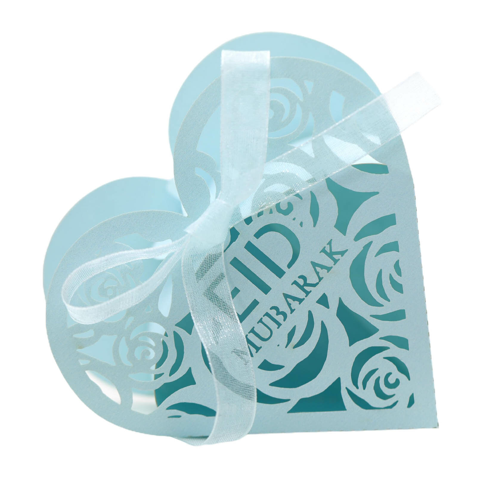 50шт Ид Мубарак Подарочная коробка конфет Рамадан Украшения Роза Полое сердце Шоколадное печенье Коробки для печенья Сувениры для свадебной вечеринки Принадлежности