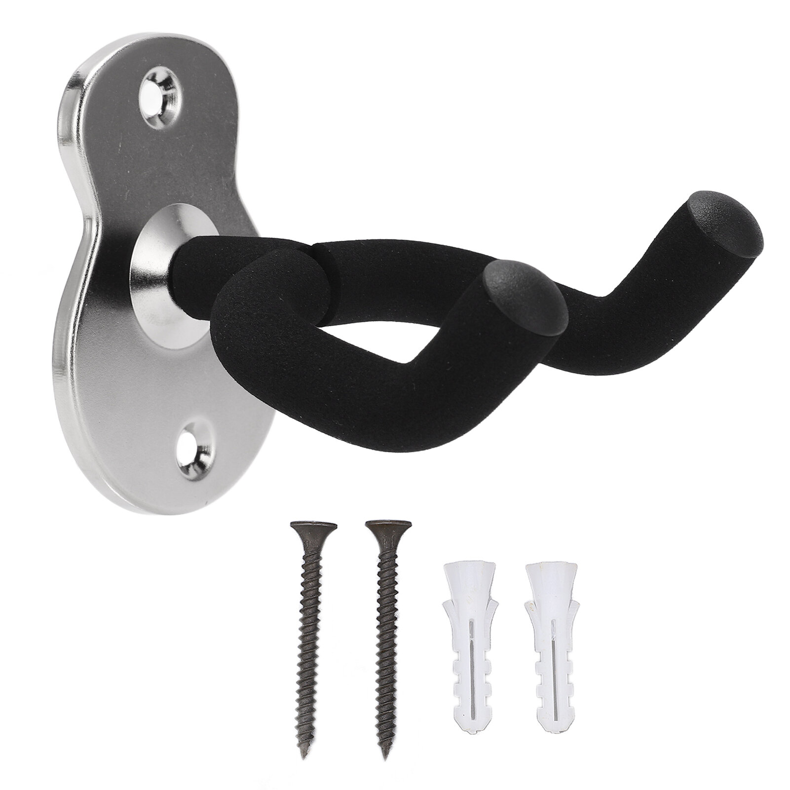 Guitar Wall Mount Hanger Hook Holder Stand Metal Universal for Ukulele Violin Studio RoomFrosted Silver