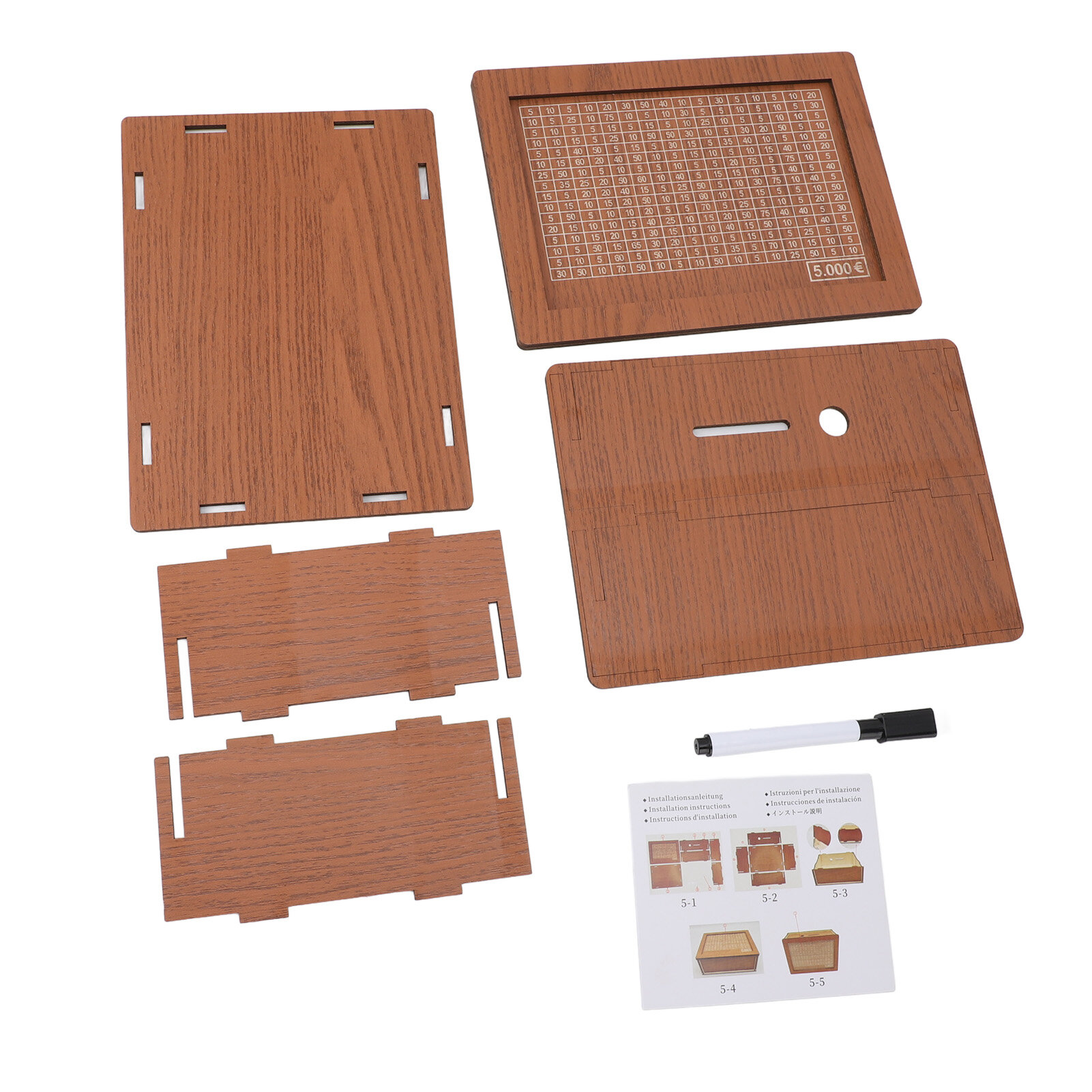 Копилка для взрослых и детей, деревянная копилка для мальчиков и девочек, деревянная копилка со счетчиком для сбережений, цель 5000 евро