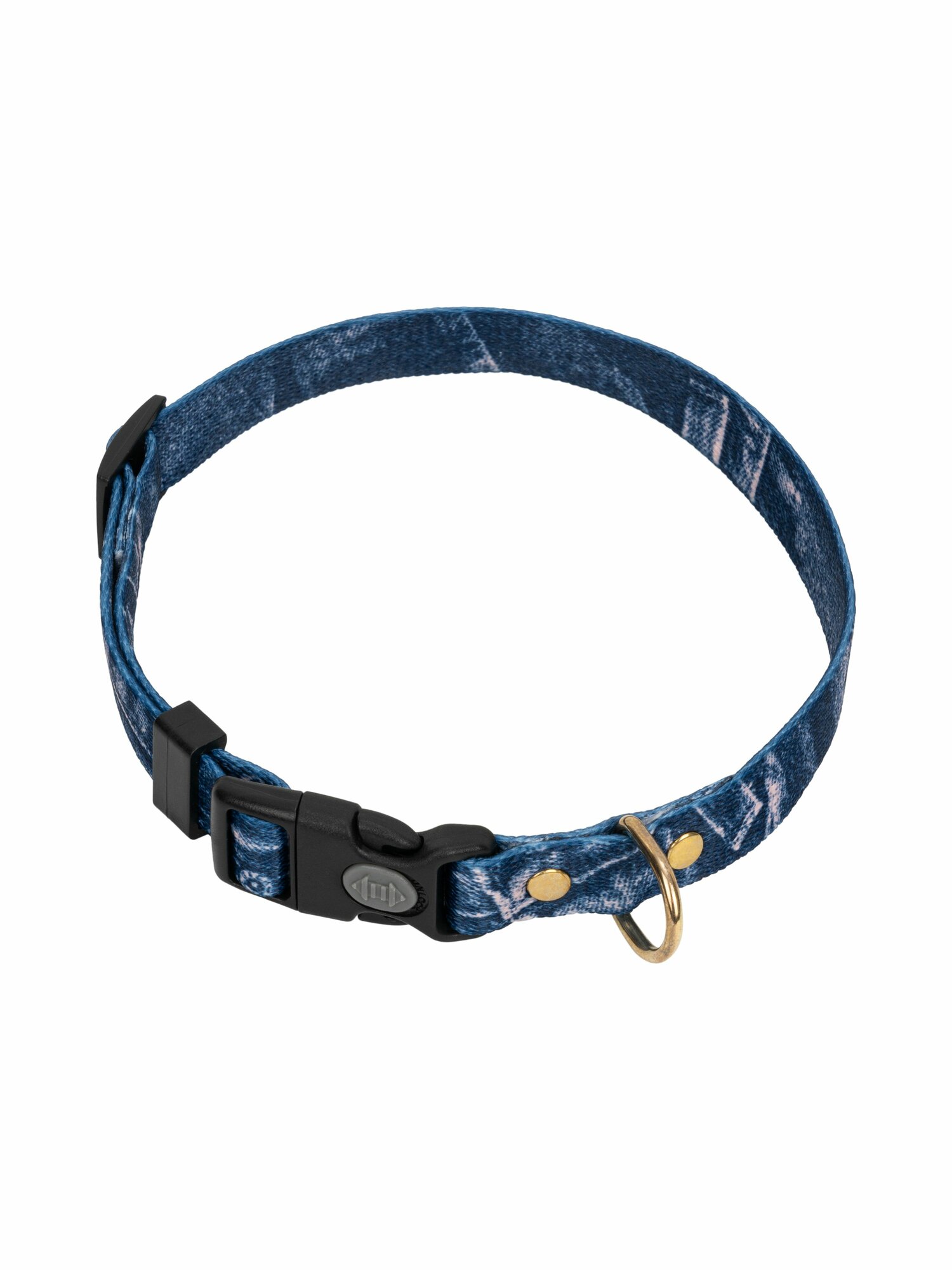 Ошейник для собак нейлон, ширина 15 мм, обхват шеи 29-44 см, джинс (золото), фастекс со стопором, 70-1633