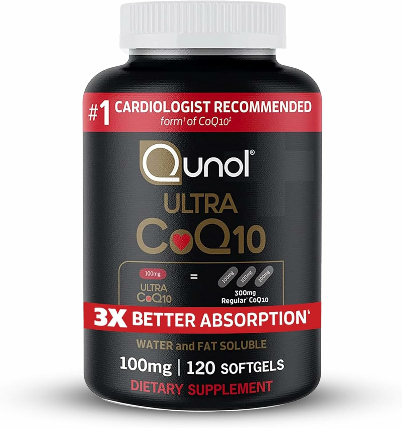 Qunol CoQ10,100 мг , 120 капсул