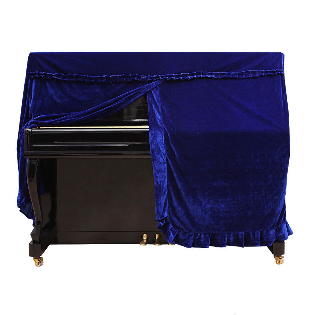 Велюровый пылезащитный чехол темно-синего цвета для пианино, музыкальный аксессуар
