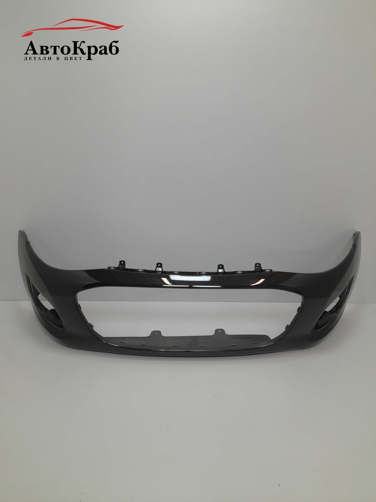 Бампер передний в цвет для Лада Калина 2 2192, 2194, 2013 - 2018 г. 672 - черная пантера