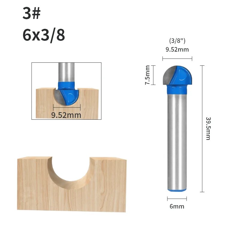 YUSUN 6 мм 6,35 мм хвостовик синий бухта коробка фреза деревообрабатывающая фреза для дерева фреза торцевая фреза твердосплавная фреза концевая фреза 6x9.52