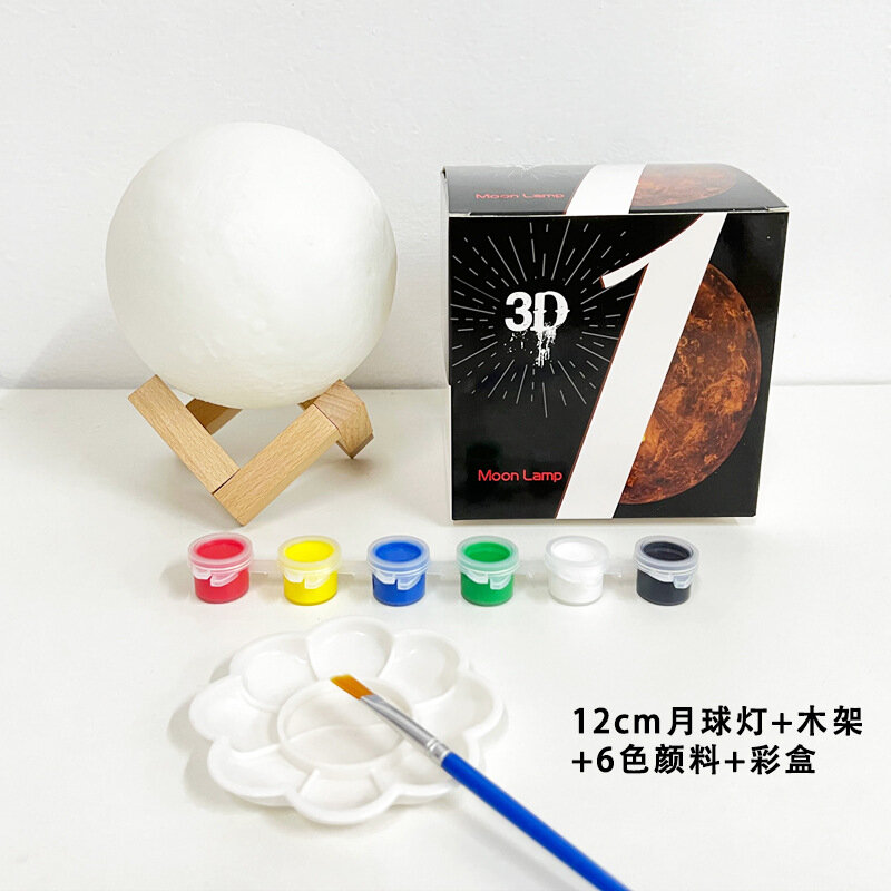 Креативный ночник в виде луны, расписанный вручную, светодиодный, для спальни, прикроватная лампа, популярная онлайн-лампа в виде луны, лампа для создания граффити своими руками, лампа-планета.