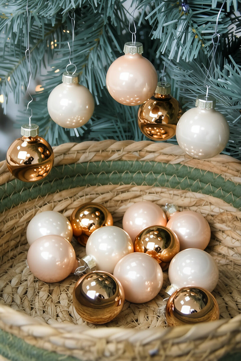 Набор стеклянных шаров Коллекция шампань И сливки, стекло, эмалевые и глянцевые, 35 мм, 16 шт, Winter Deco 1001278