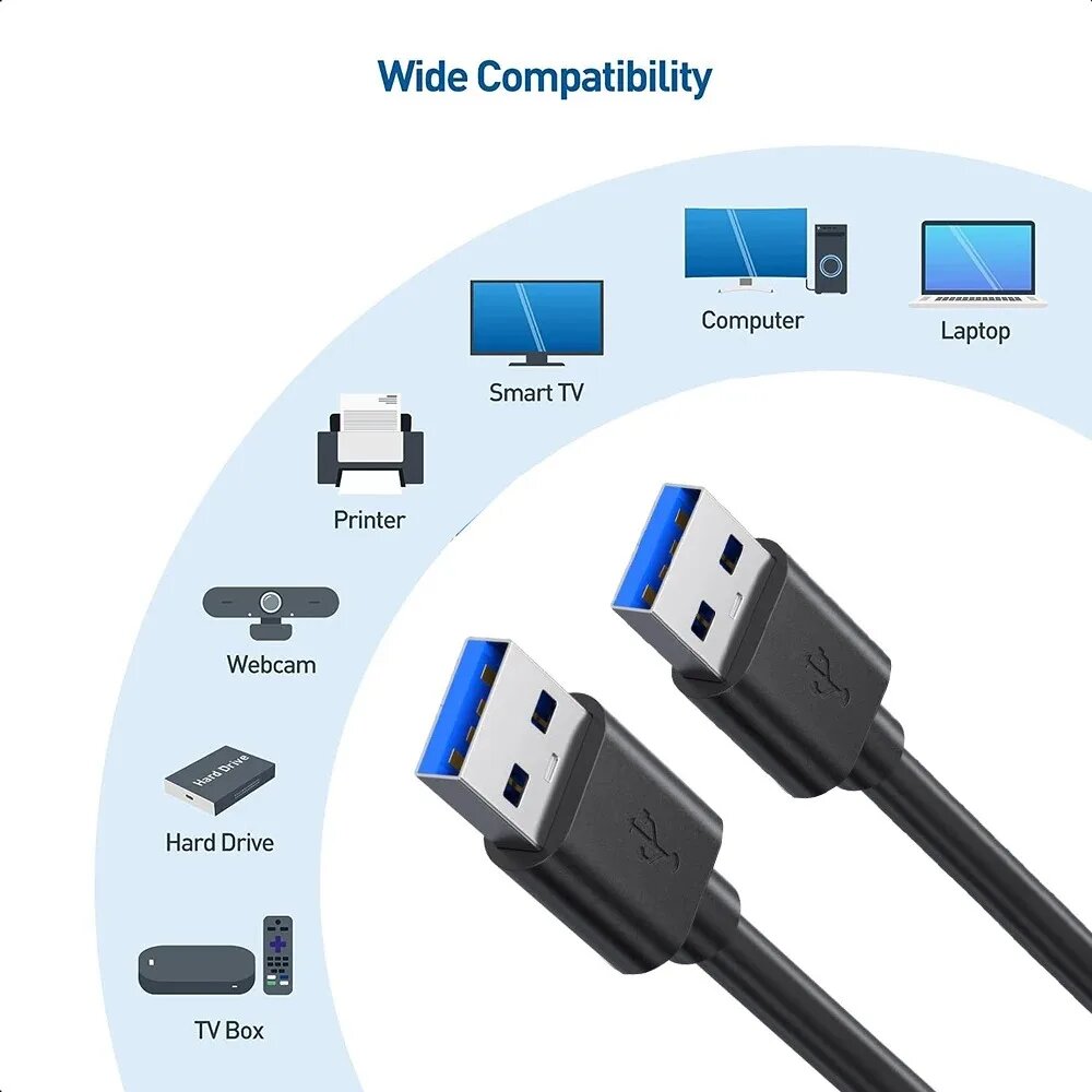 USB 3.0 кабель 50 см, черный — фото 1