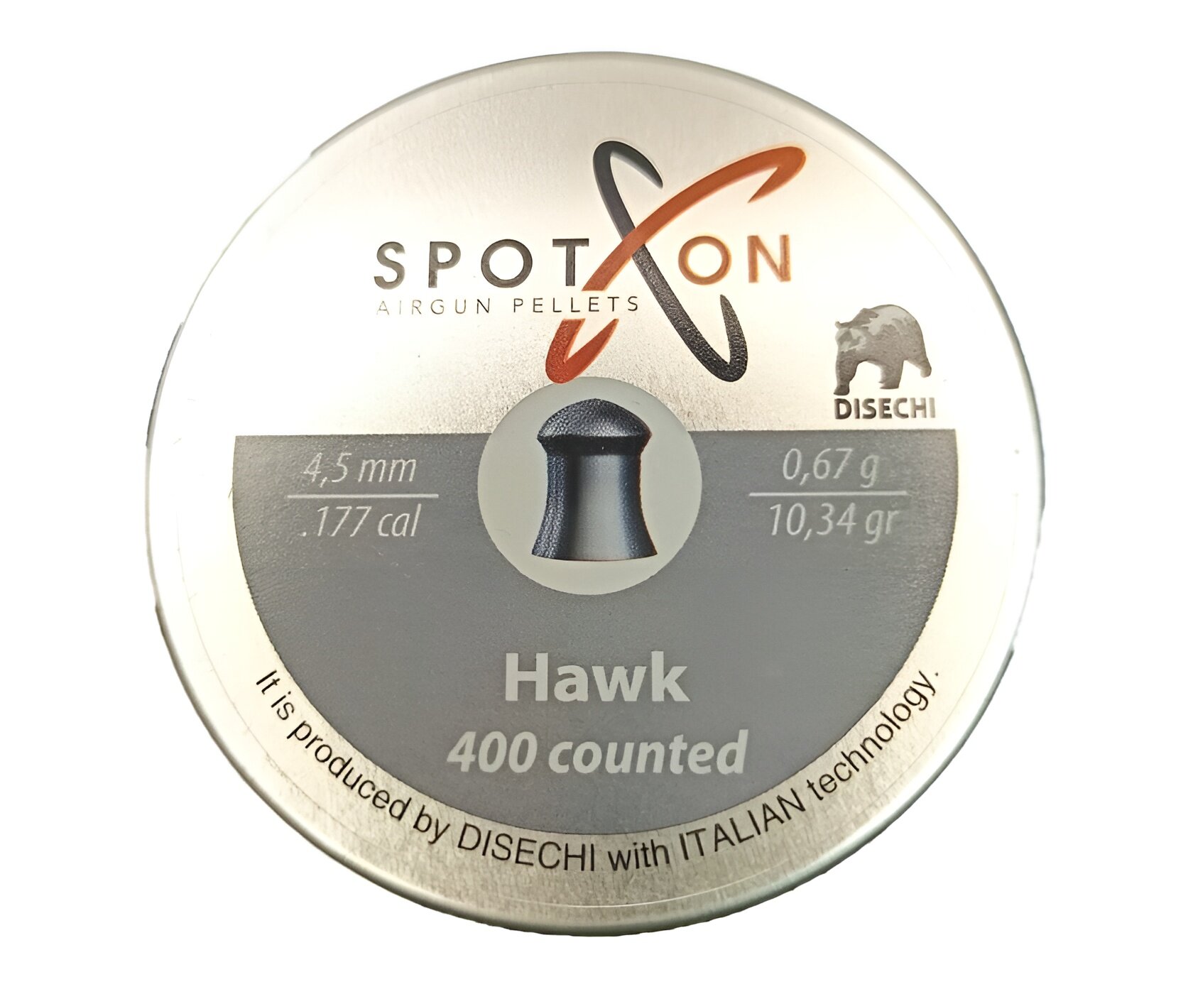 Пули SPOTON "Hawk", для пневматики, 4,5 мм, 0,67 гр, 400 шт.