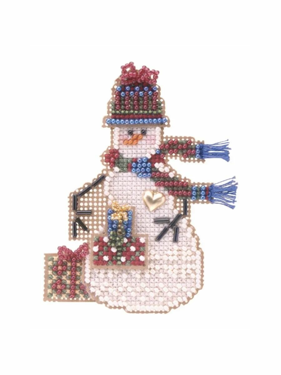 Набор для вышивания "Снеговик с подарком" (6.5 x 7.5 см.) / Mill Hill MHSC38