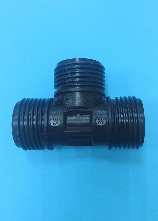 Тройник ПНД для труб 32х32х32мм (1 1/4"), резьба 50х50х50мм (2") тпк-аква