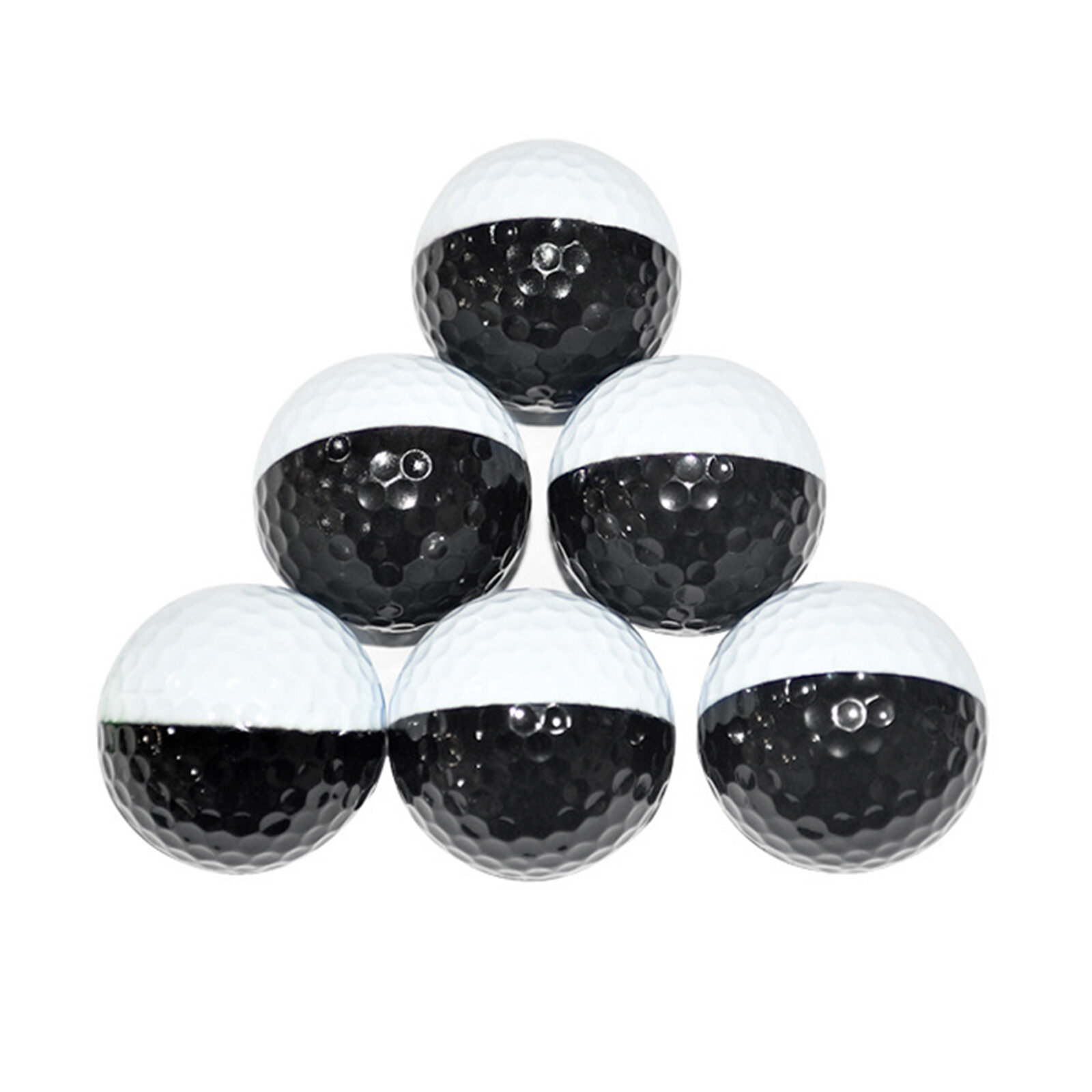 6pcs Golf Practice Balls Black and White High Elastic Layer Golf Training Supplies Rubber Sarin Diameter 42.85mm Weight 47g Hardness 92A