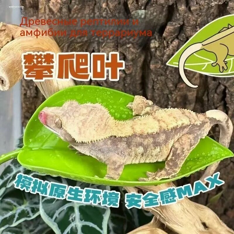 Фон для террариума, коврик для рептилий, лежанка для эублефара, бананоеда / Декорация для террариума, Форма листа, присоска для отправки, 1 шт.