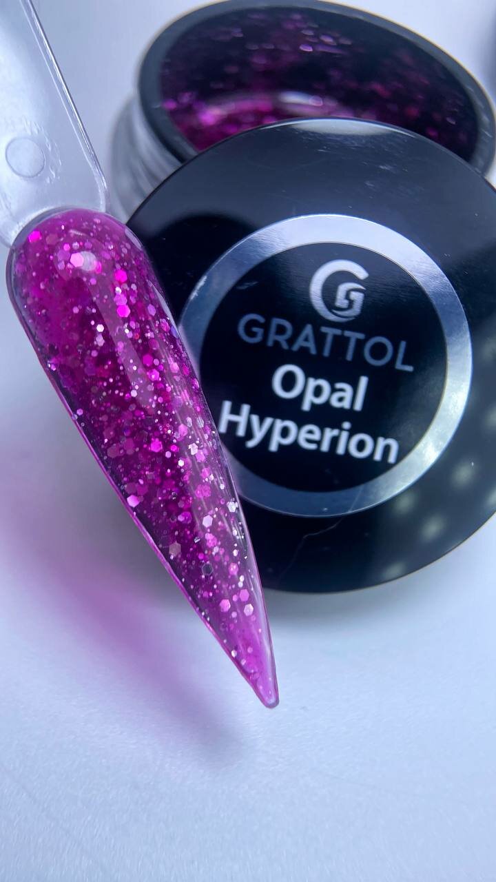 Гель для моделирования ногтей с блестками - Grattol Gel Opal Hyperion, 15 мл