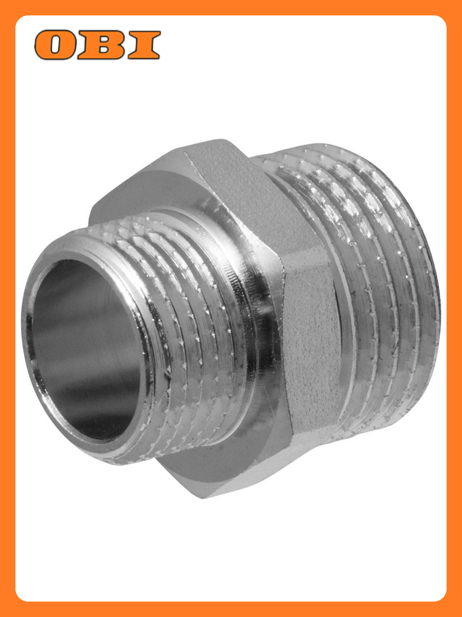 Ниппель-переходник MPF, латунь, никелированный, 1/2" x 3/8", 26 мм