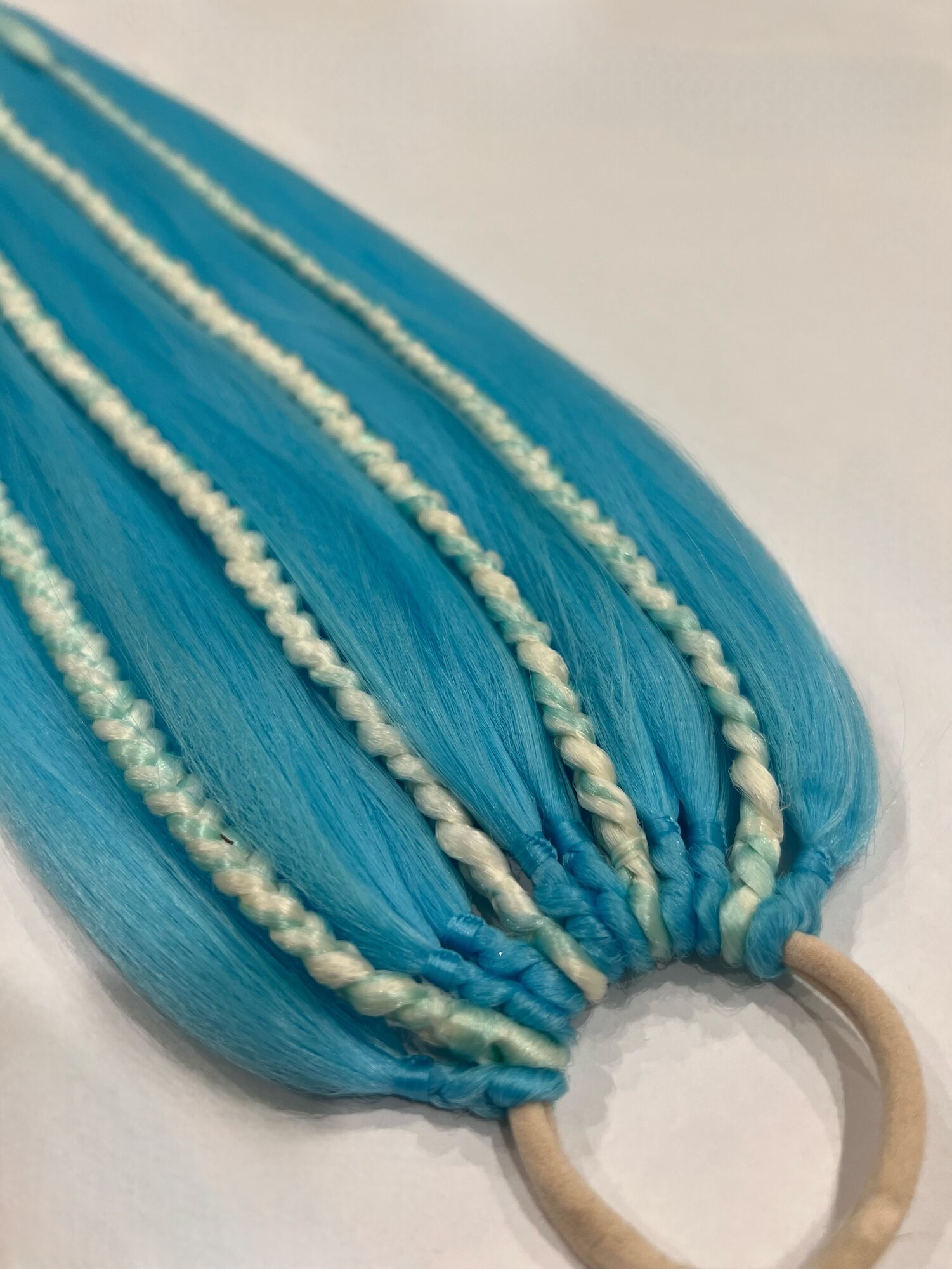 Детский хвост голубой на резинке детская причёска афрокосы BRAID_ART PROJECT