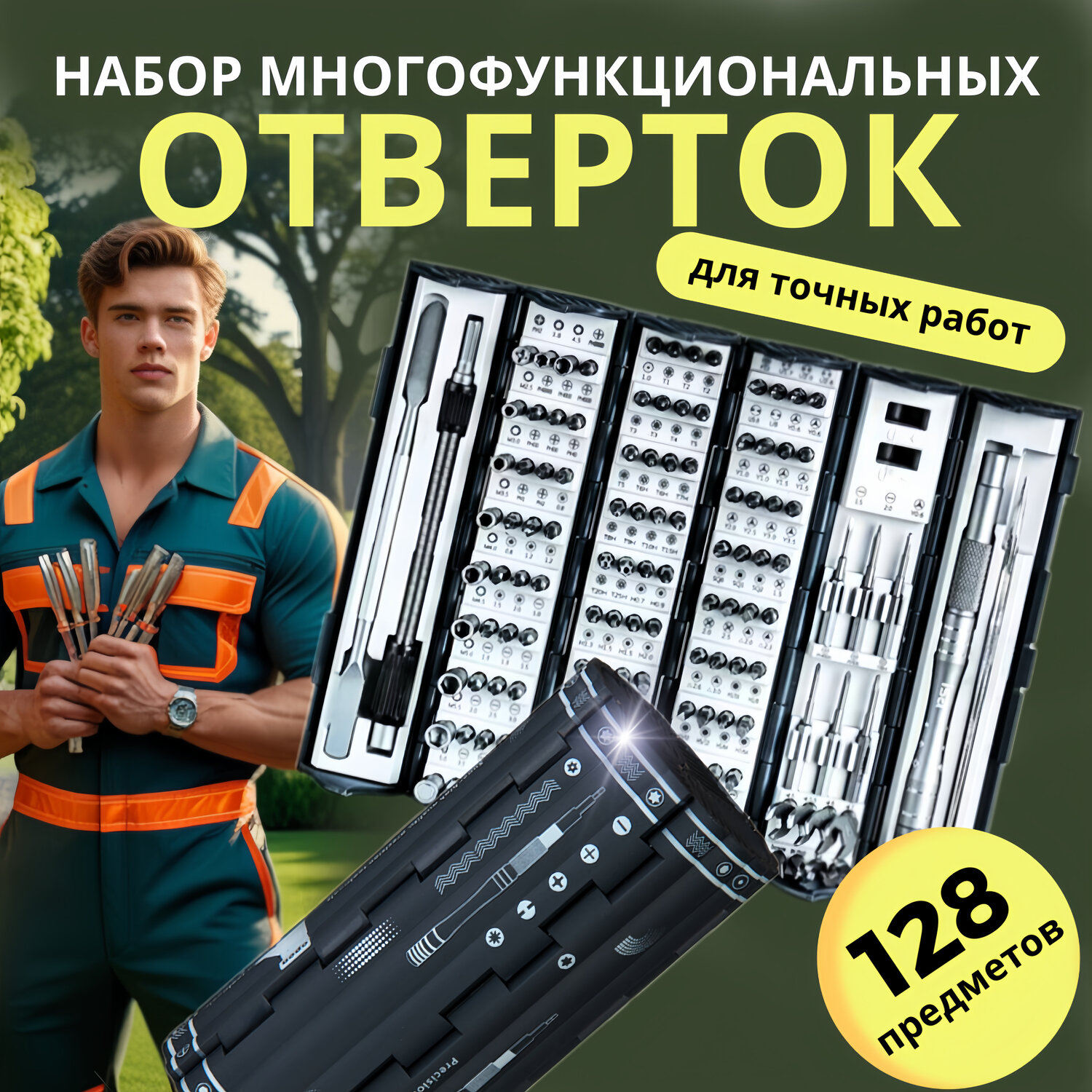 Набор отверток и бит в кейсе / для точных работ 128 в 1