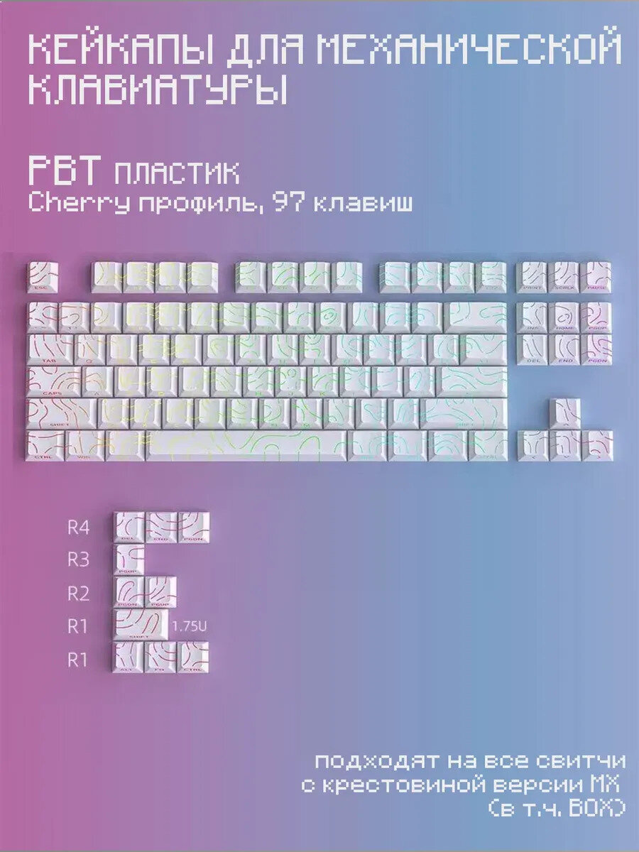 Кейкапы для механической клавиатуры набор Контурные клавиши PBT, высота OEM