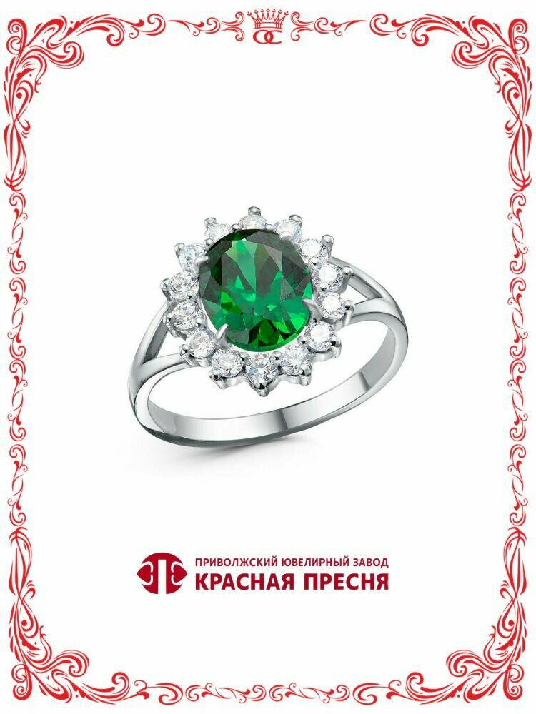 Кольцо, серебро, 925 проба, родирование, фианит