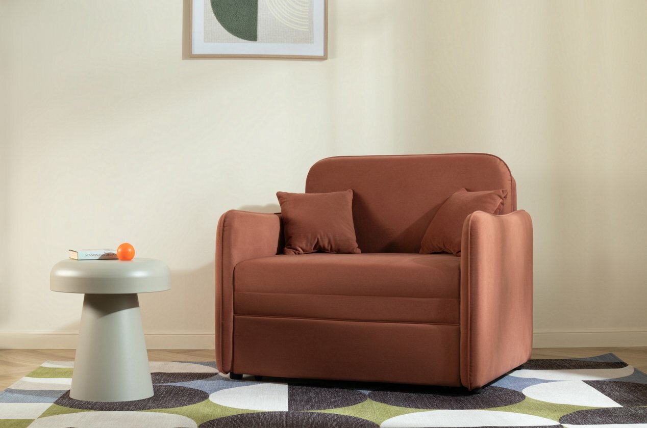 Кресло-кровать Кейсес Velvet Terra, divan.ru, 102x78x87, терракотовый, велюр