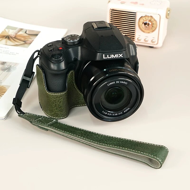 Ретро личи-паттерн крепление с запястным браслетом X8-M для камеры Panasonic FZ80/FZ85, цвет 19 зеленый, без крышки для