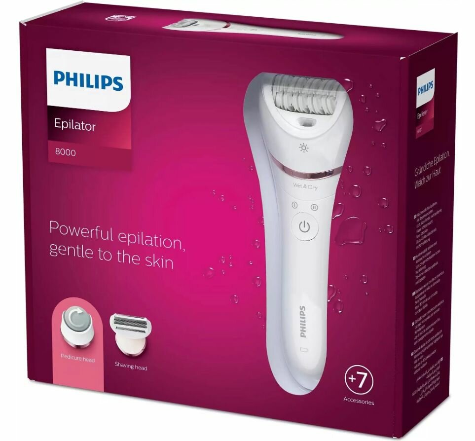 Эпилятор Philips BRE730/10 цвет белый, 2 скорости, 5 насадок (1416100)