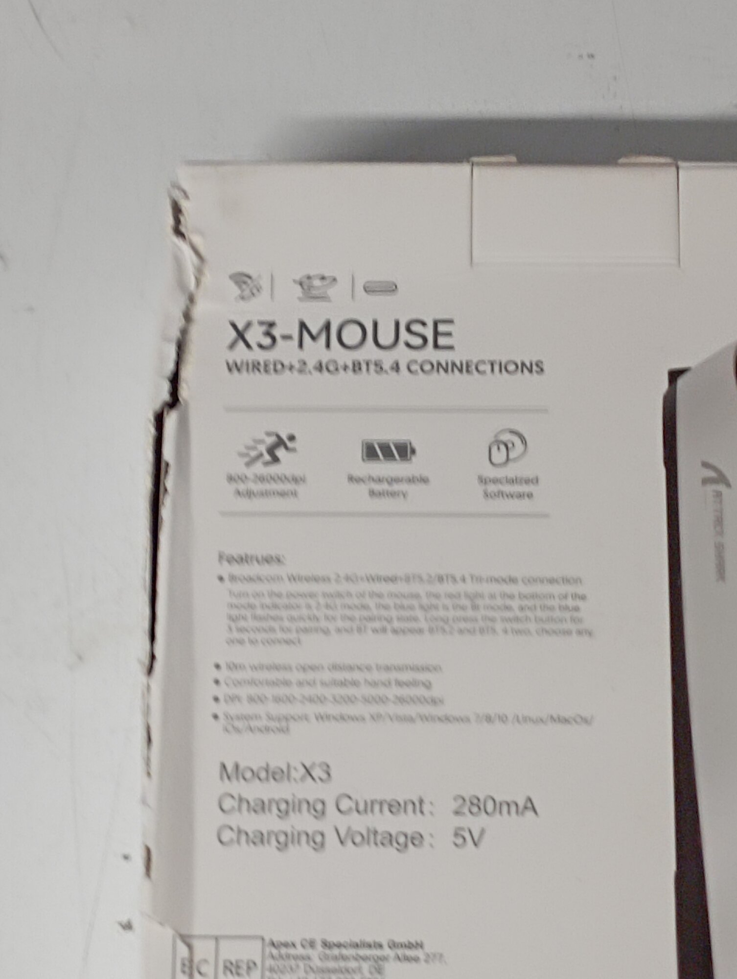 Беспроводная игровая мышь ATTACK SHARK X3, PAW-3395, черный