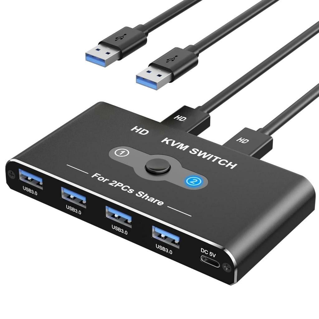 KVM-переключатель 4K60Hz для 2 ПК с USB3.0