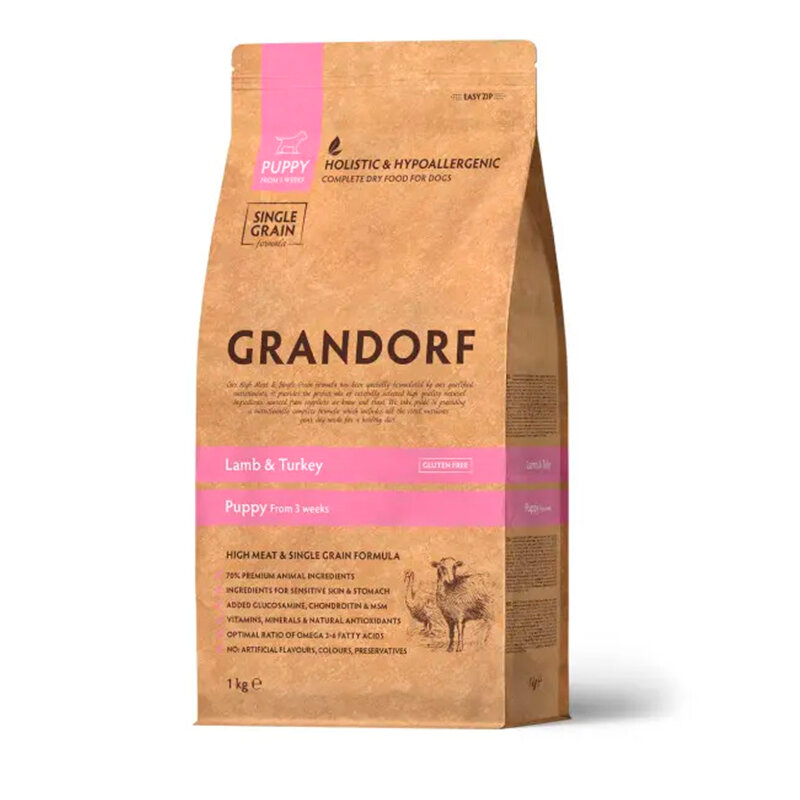Сухой корм Grandorf Dog Puppy Lamb&Turkey с ягненок и индейка для щенков всех пород 1 кг (Грандорф)