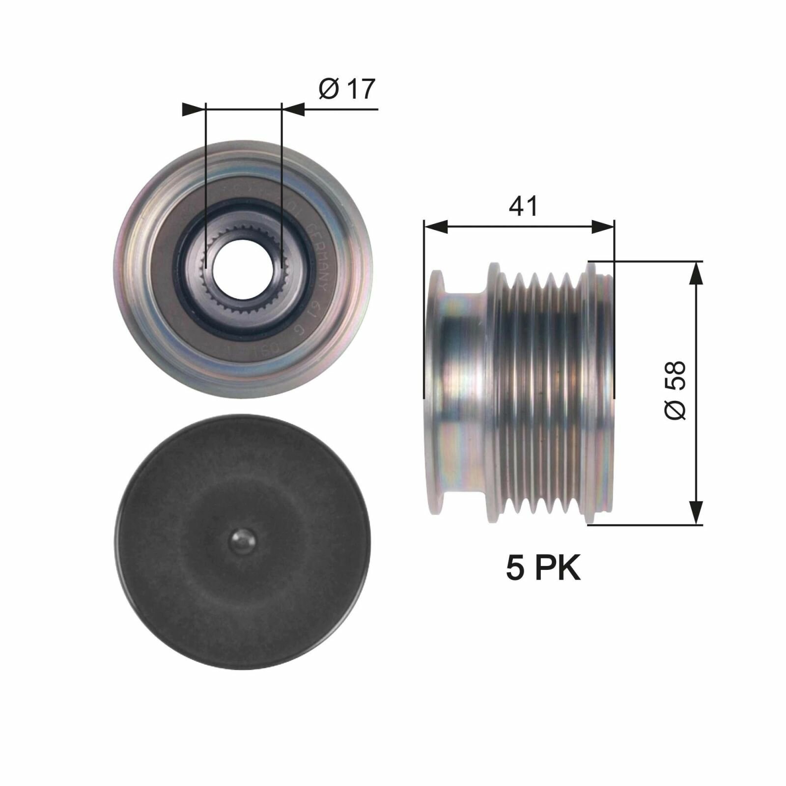 Шкив генератора GATES OAP7126 VOLVO C30/S40/S60/S80/XC60/XC70/XC90 2.0/2.5/2.4D 05->