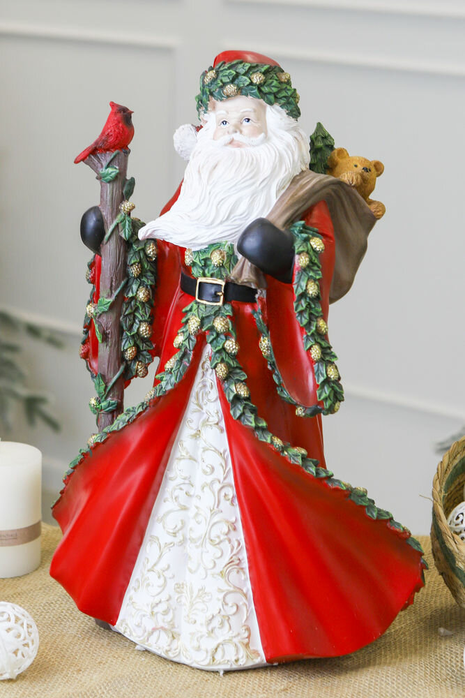 Декоративная фигура ДЕД мороз С золотыми шишками, полистоун, 47 см, EDG 8100939A774