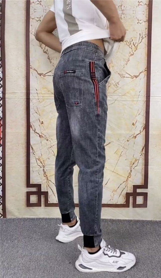 MON Мужские Джинсы Лето Гонконг Стиль Слим Хип-Хоп Высокий Улица Деним, Размер_3XL