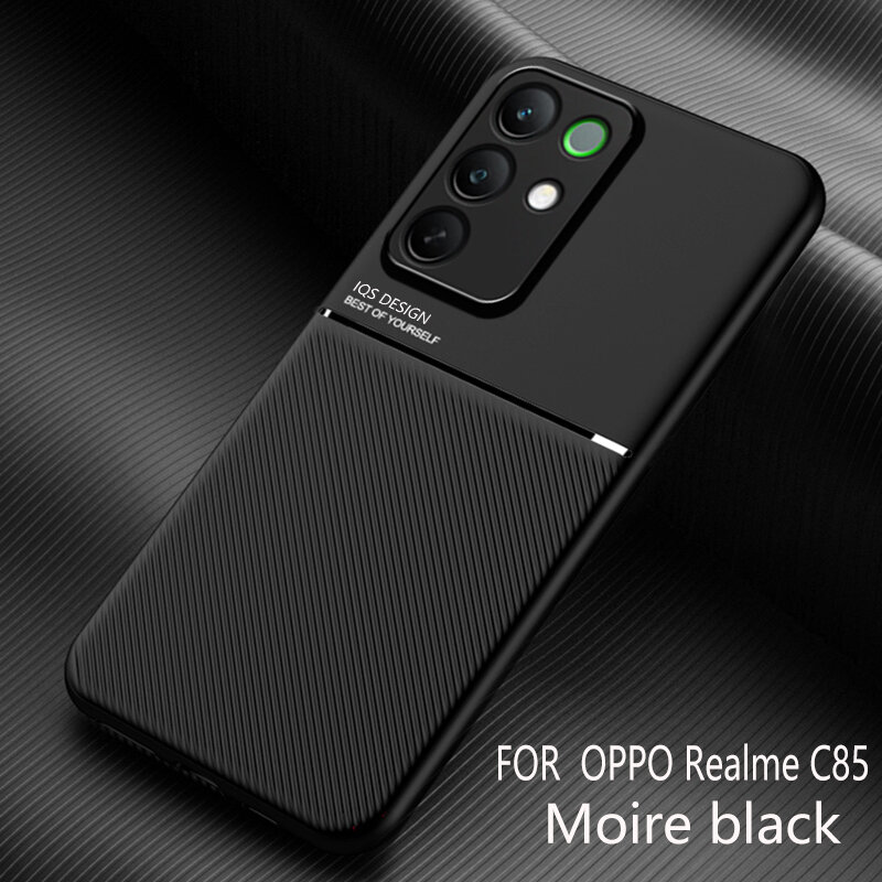 Чехол для Realme C85/Реалми C85, soft touch, накладка, искусственная кожа, поликарбонат (PC), защита камеры, ударопрочный, усиленные углы, realme, Realme C85, black,