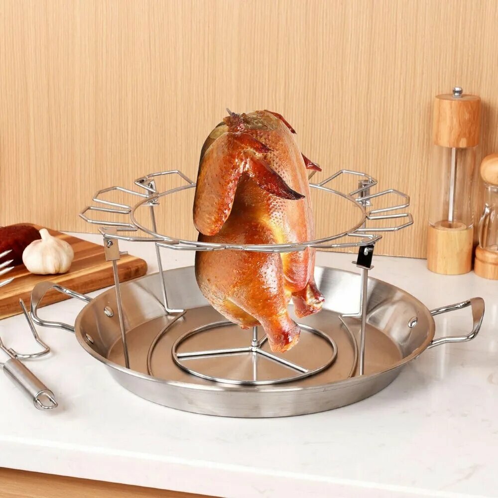 Гриль для жарки и запекания кур в духовке , ростер для курицы, подставка для коптильни в духовке