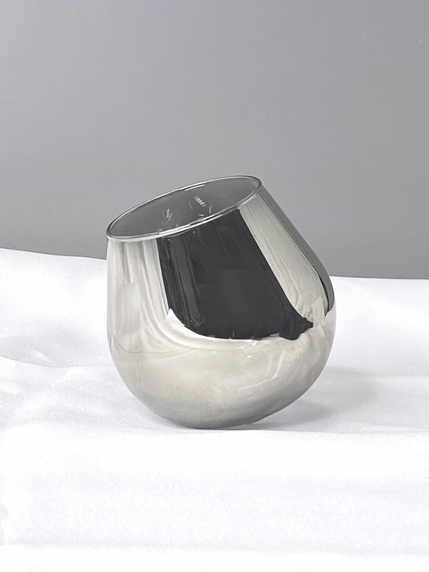 Стакан "Неваляшка" стеклянный 250 мл, серебристый, оригинальный дизайн, федерация - 1 шт