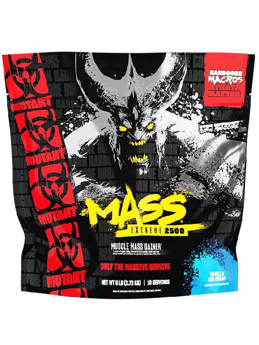 Mutant Гейнер Mutant Mutant Mass XXXtreme, 2720 г, ванильное мороженое