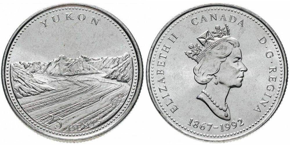 Канада 25 центов, 1992 Юкон