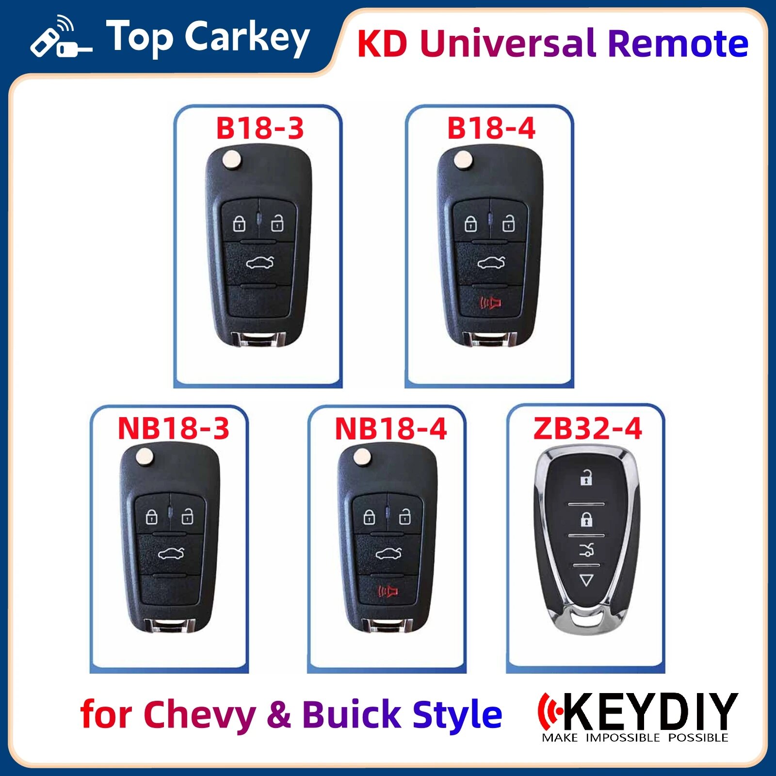 KEYDIY KD B18-3 B18-4 NB18-3 NB18-4 ZB32-4 Универсальный дистанционный ключ для Chevrolet Malibu Cruze Trax для Buick Verano Envision Style